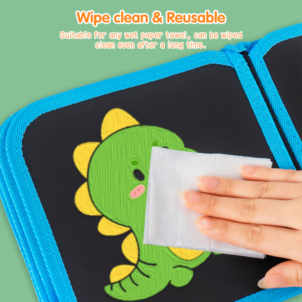 BEVAVAR 10Pages Kids Erasable Doodle Coloring Book Portable Reusable ...