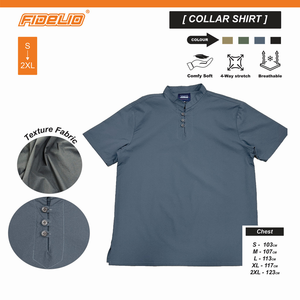 Fidelio Heritage Linen Casual Shirt - Grey | Shopee Malaysia