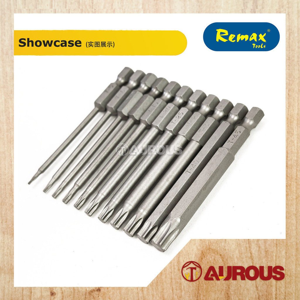 REMAX 1/4'' STAR ROUND SHANK BIT TORX KEY SET T5 - T45 X 75MM (11 PCS ...