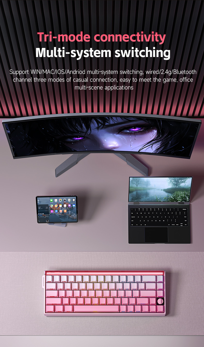 Wireless Bluetooth Mechanical Keyboard Magnetic Axis Hot Swap Customized RGB Light Box TTC ...