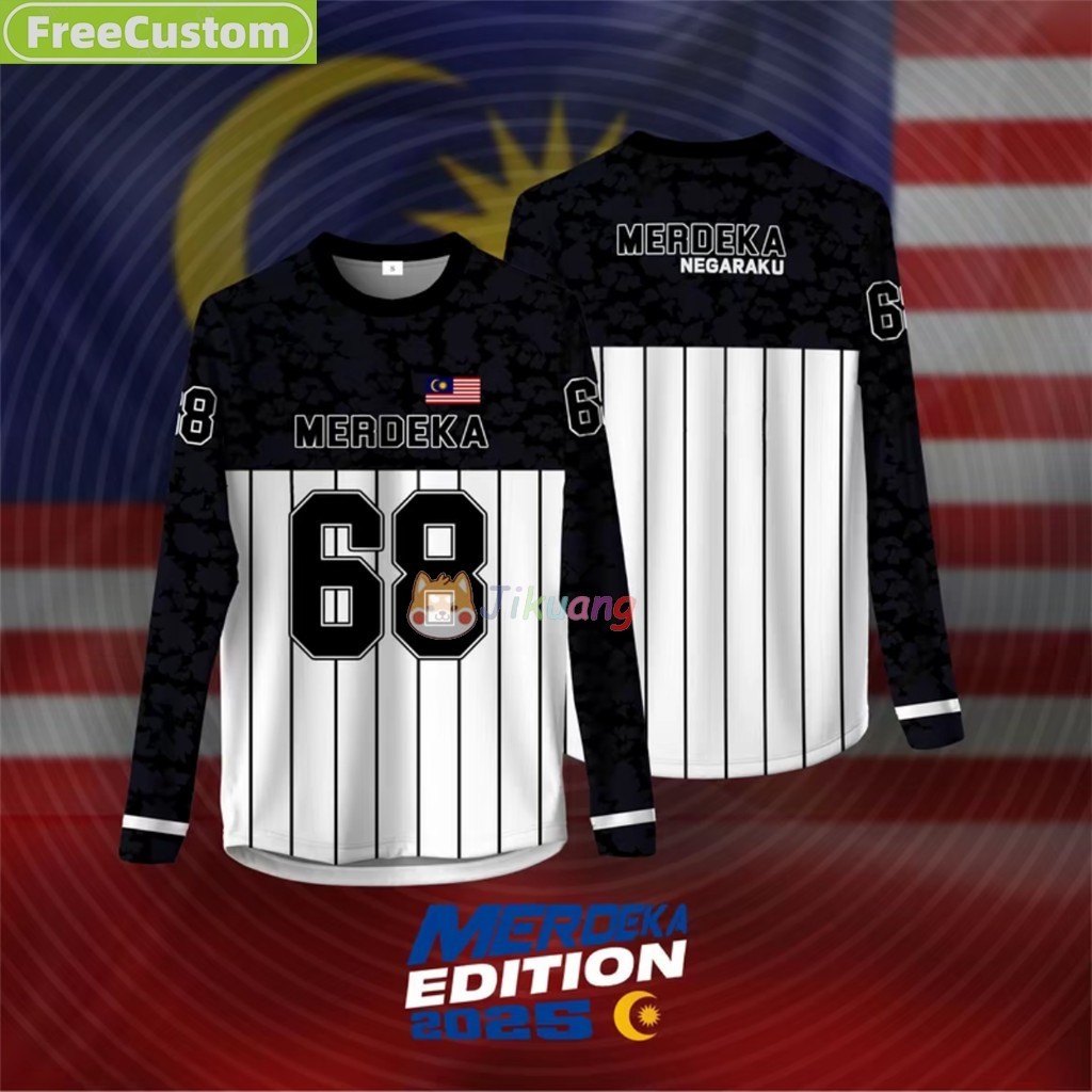 2025 Merdeka 68th Day Long Sleeve Jersey T-Shirt - Sublimation Print ...