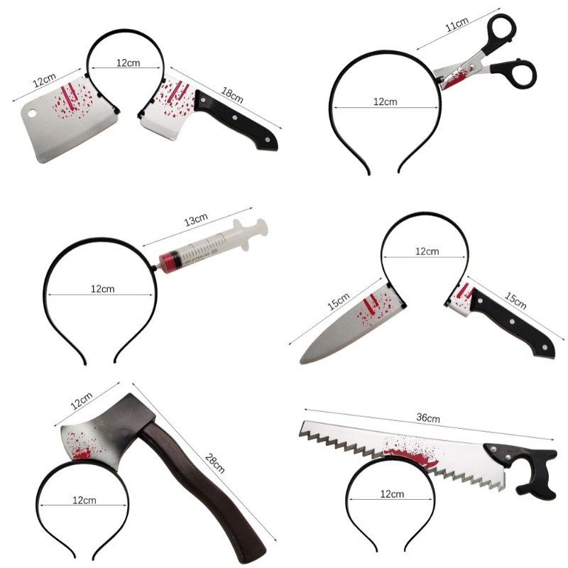 Horror Halloween Fake Bloody Ax Saws Knife Gothic Hair Hoop Headband ...