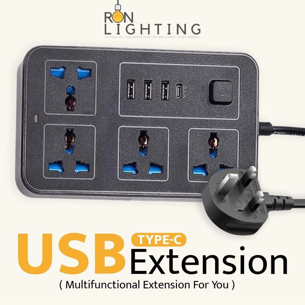 USB TYPE-C Wayer Extension Plug Power Socket Extension Plug With USB ...