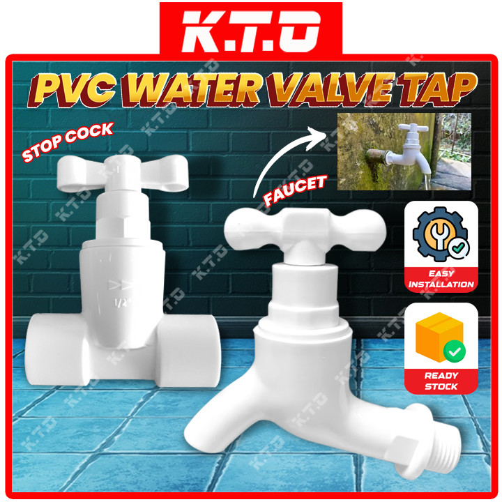 PVC 1/2 Inch Kitchen & Bathroom Sink Faucet Stop Cock PVC Bib Water ...