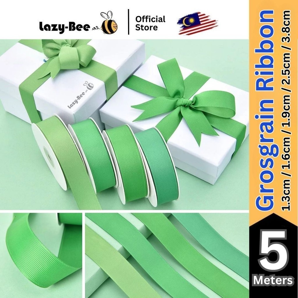 LAZY BEE 5 meter Pastel Green Mint Grosgrain Ribbon Reben Door Gift ...