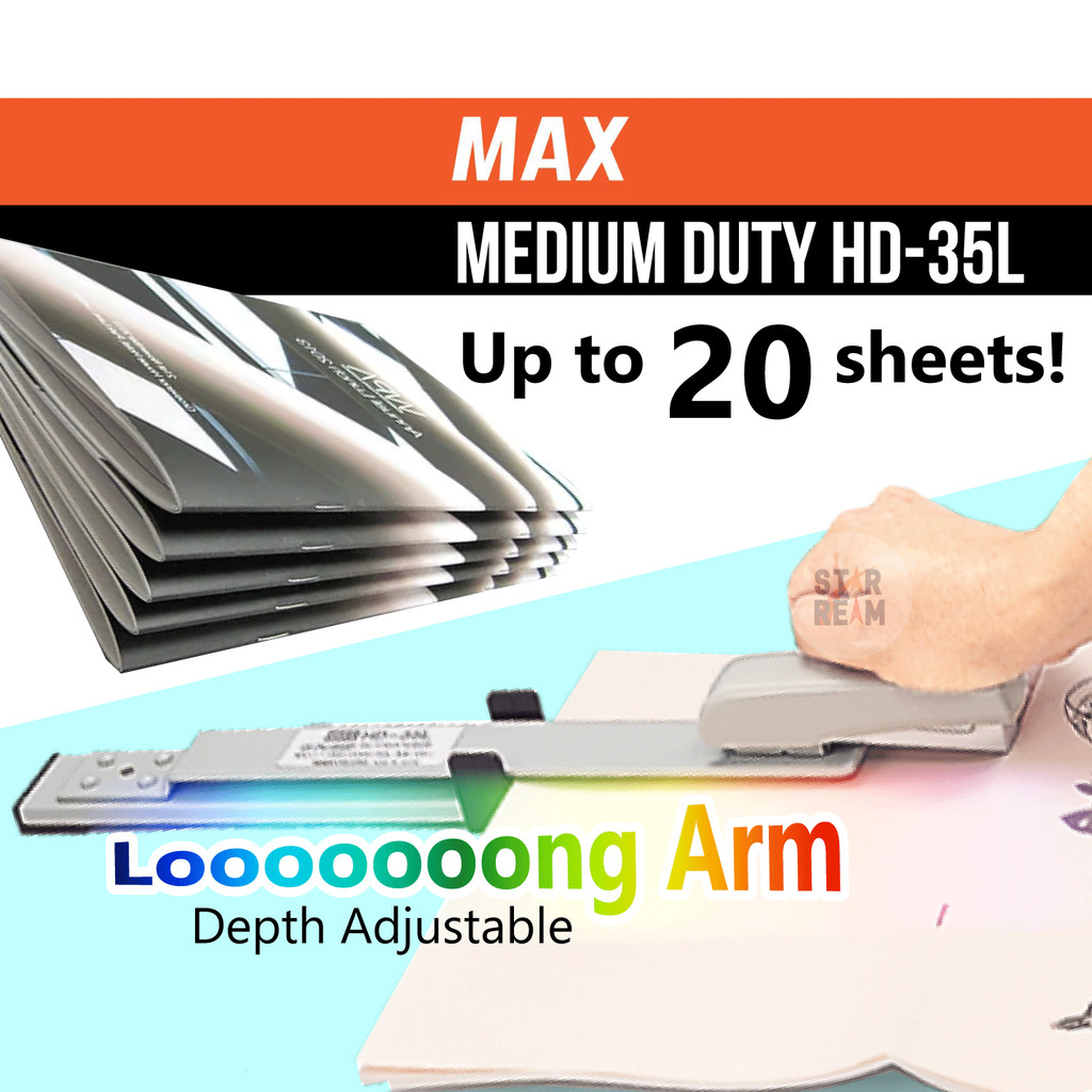 MAX Long Arm Stapler (HD-35L) Long Reach Book Stapler/ Pengokot| Office ...