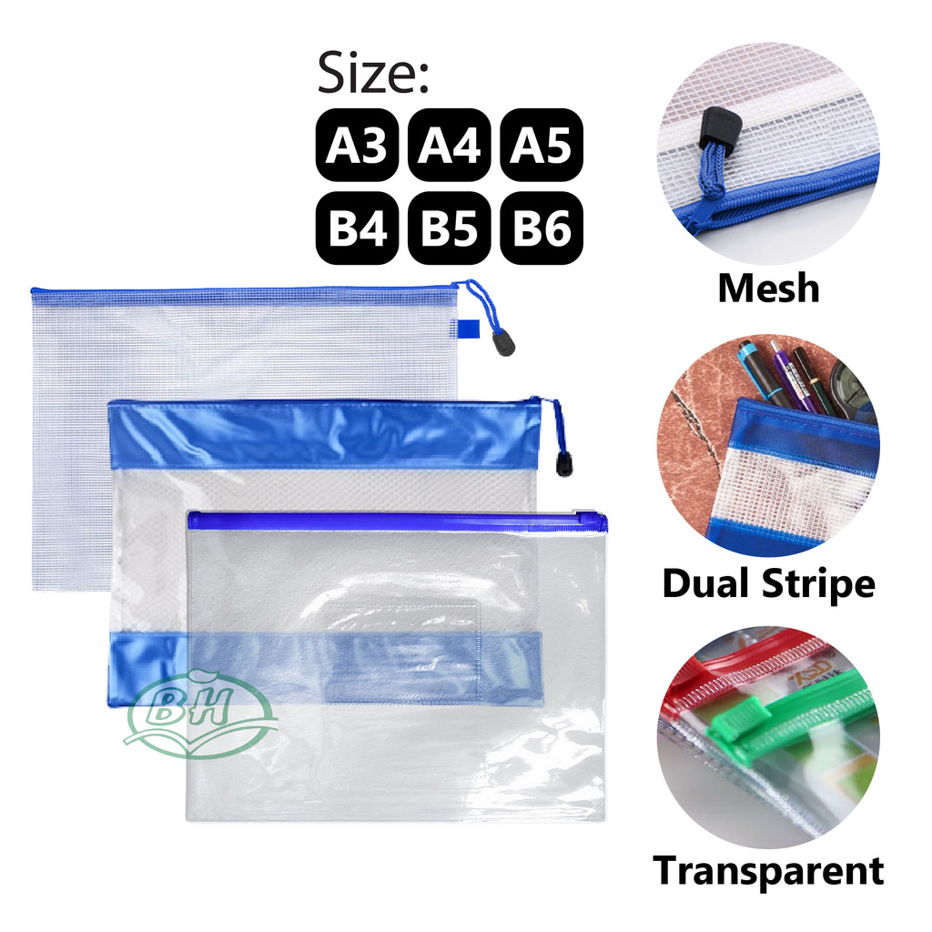 A3/A4/A5/B4/B5/B6 Thick Waterproof Zipper Bag (Name Card Pocket) Fail ...
