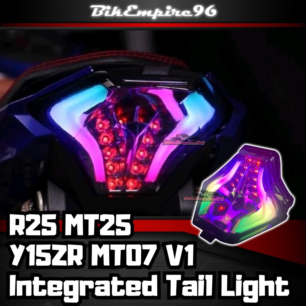 R25 MT25 Y15ZR MT07 V1 RGB Integrated Tail Light Rainbow with Turn ...