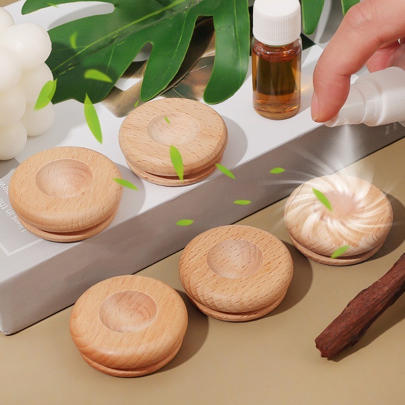 Disc Shape Perfume Container - Wood Essential Oil Aromatherapy Diffuser ...