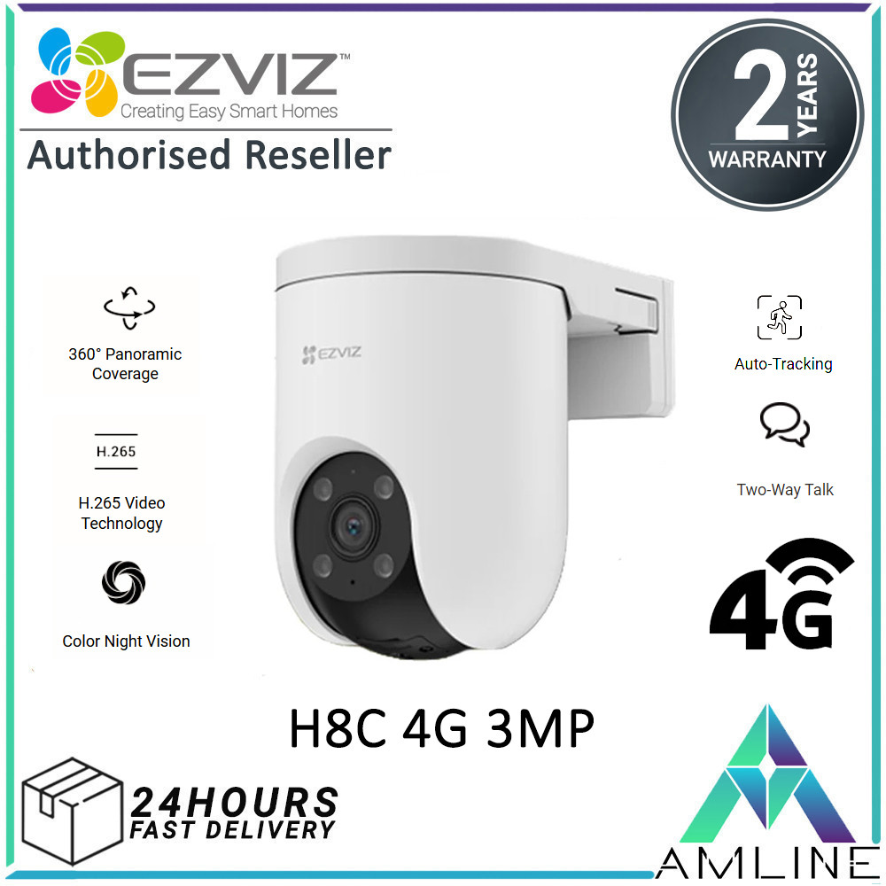 EZVIZ H8C 4G LTE 3MP 2K 1296P Two Way Talk Pan Tilt 360° Waterproof ...
