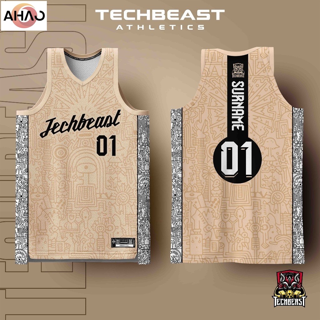 Aztec Full Sublimation Basketball Jersey Techbeast ( CUSTOM NAME + NUMBER ) | Shopee Malaysia