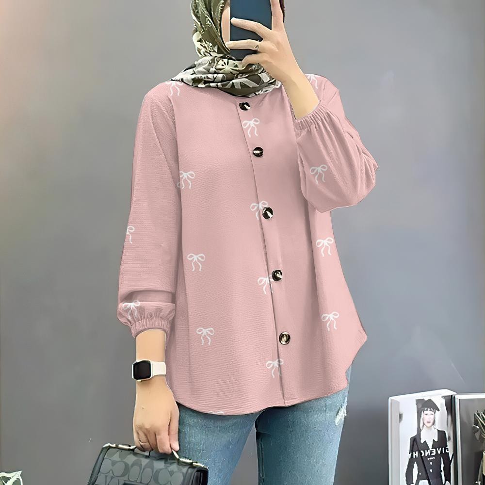 Blouse Labuh Muslimah Baju Korean Blouse Muslimah Style Baju Sweet Bow ...