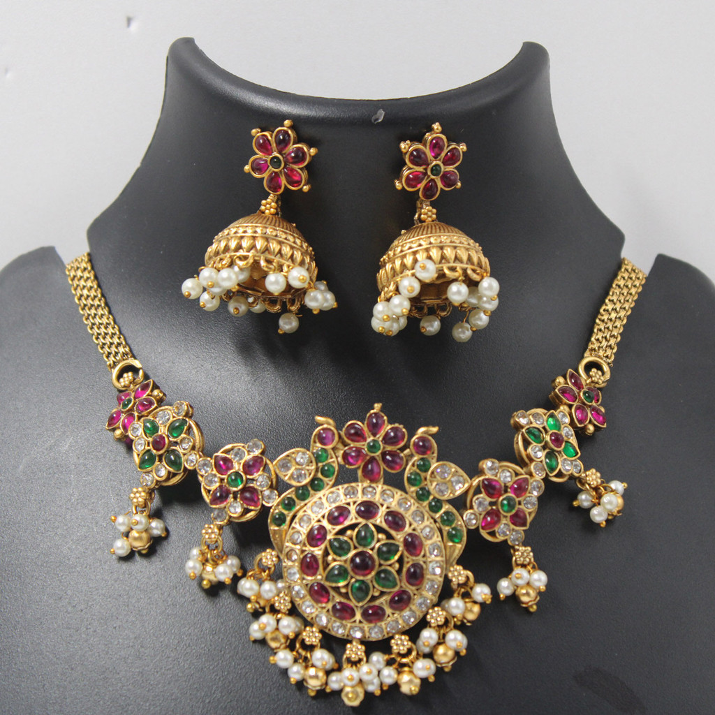 Premium Matte Gold Peacock Flower Design Choker | Shopee Malaysia