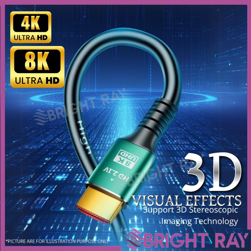 FULL HDTV 4K 8K High Speed HDMI Cable 3D 48Gbps High Resolution High ...
