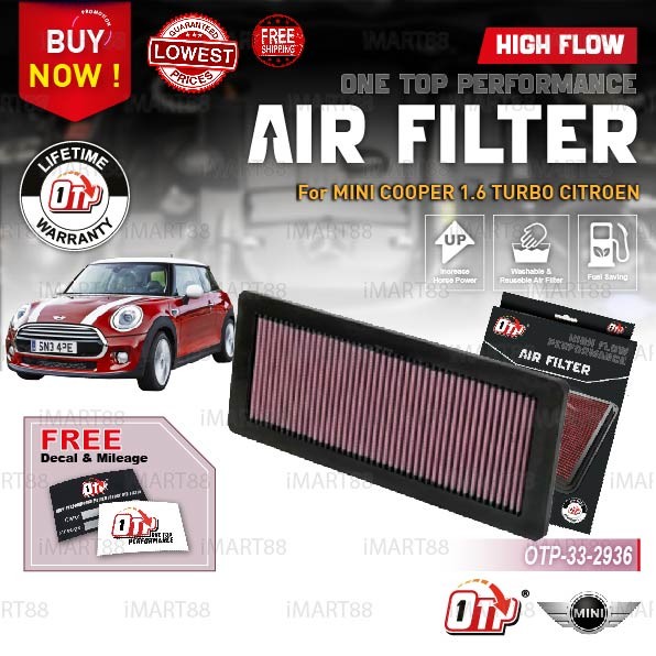 OTP 33-2936 PERFORMANCE DROP IN AIR FILTER MINI COOPER 1.6 TURBO N14 ...