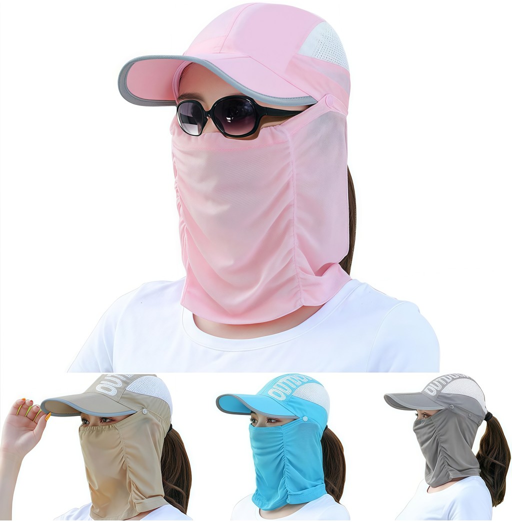 Outdoor Sun Protection Cap Face Cover Foldable Anti-UV Summer Fashion ...