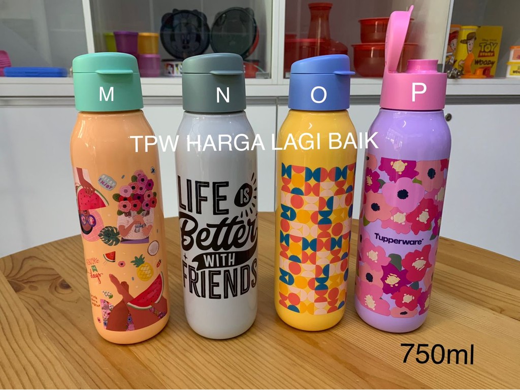 Tupperware Eco Fancy Flip Top Water Bottle 750ml l (Botol / Bottles ...