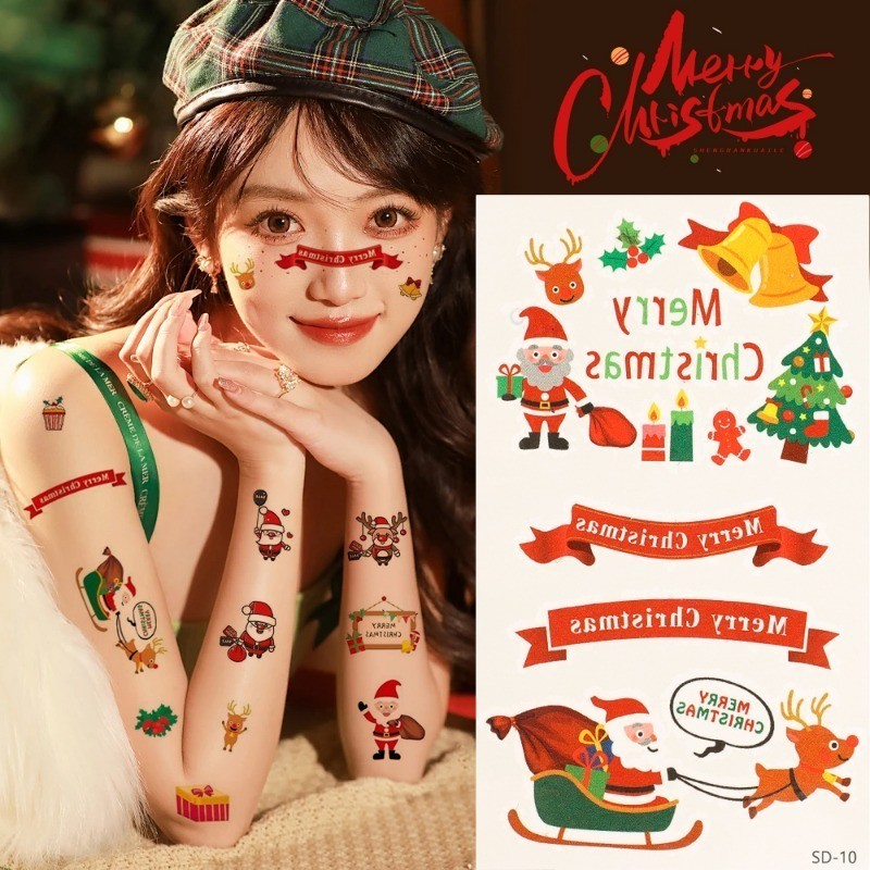 [ Featured ] Christmas Face Stickers - Temporary Tattoo Patch - Body ...