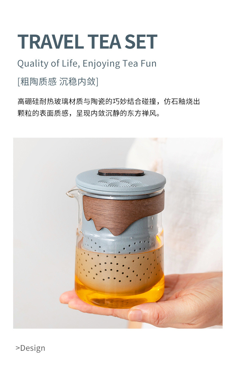 Glass Travel Tea Set Outdoor Camping Tea Set Ceramic Tea Set Teapot Tea ...