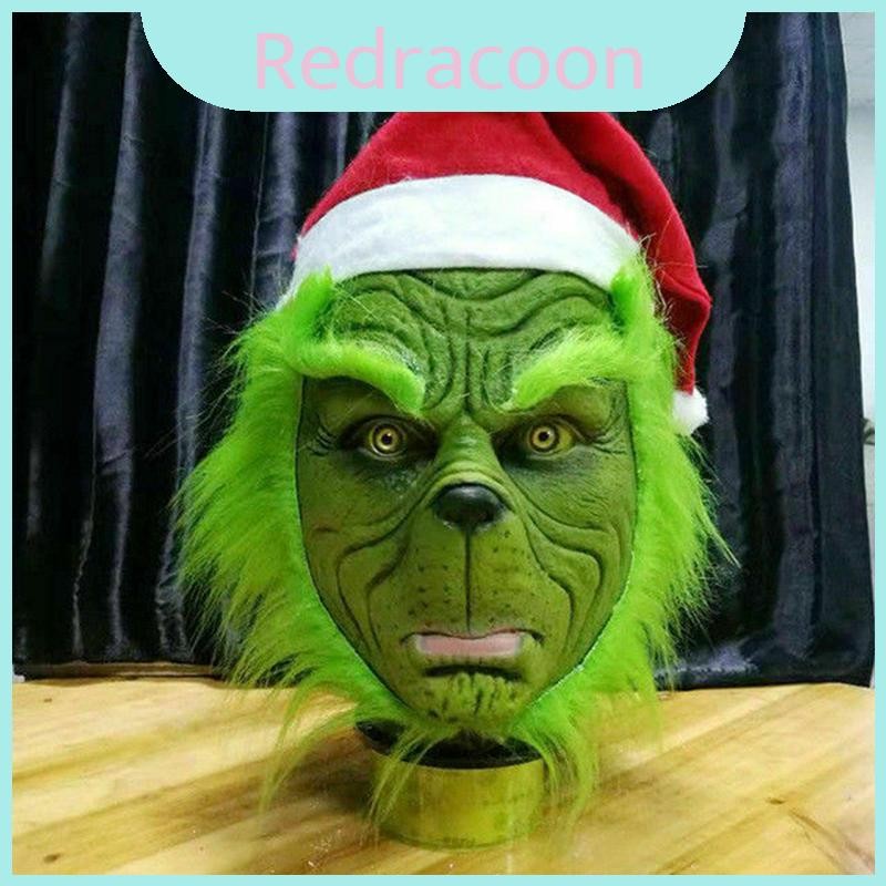Rascal Deluxe Green Monster The Grinch Mask With Christmas Hat For ...