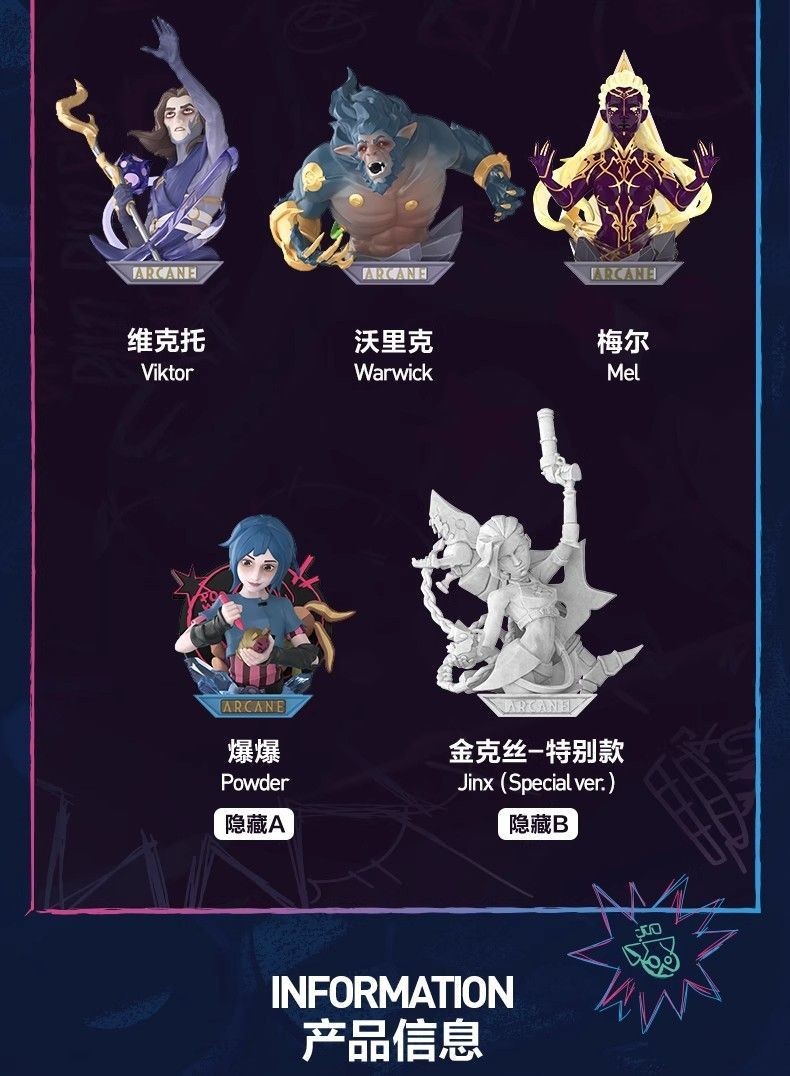 popmart League of Legends arcane Series Blind Box Cute Figures pop mart ...