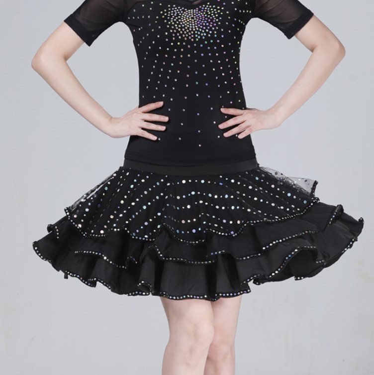 Square dance costume new half body large swing skirt sequin performance ...
