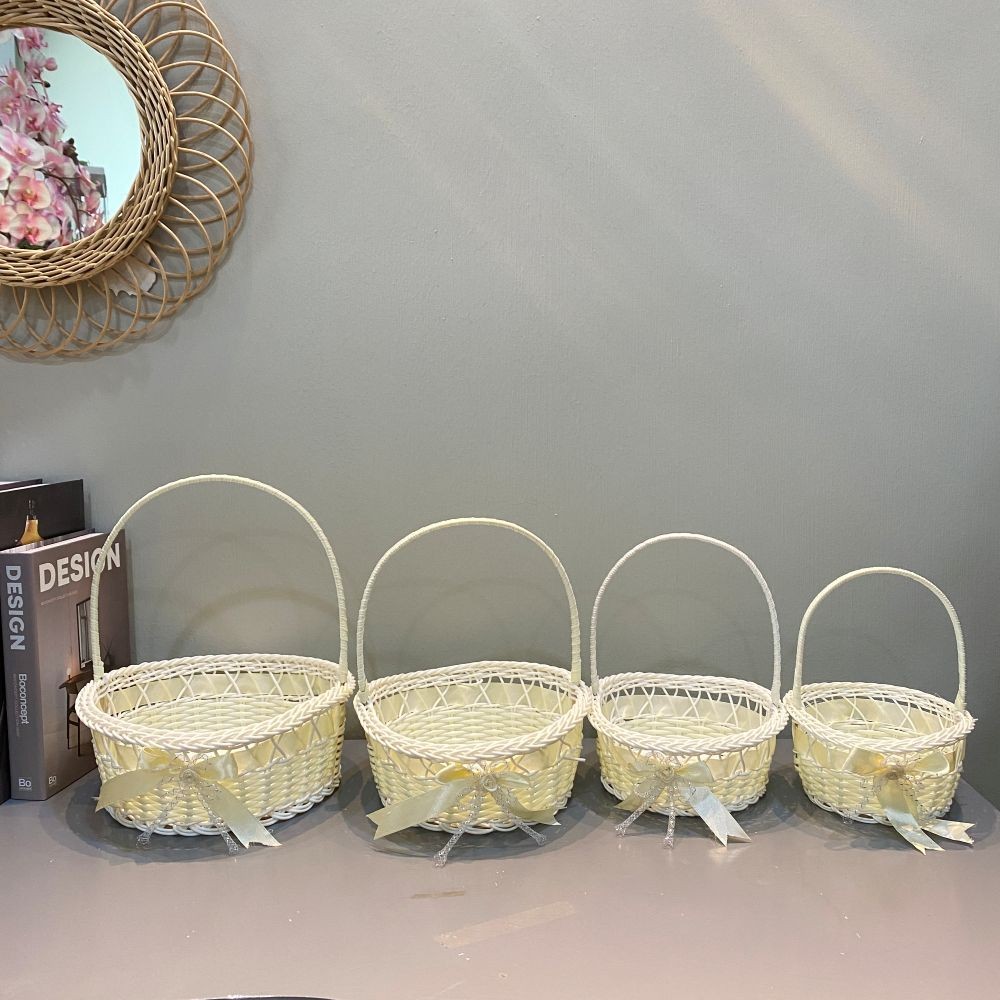 Flower Rattan Bamboo Oval Wicker Woven Weaving Gift Basket Bakul ...