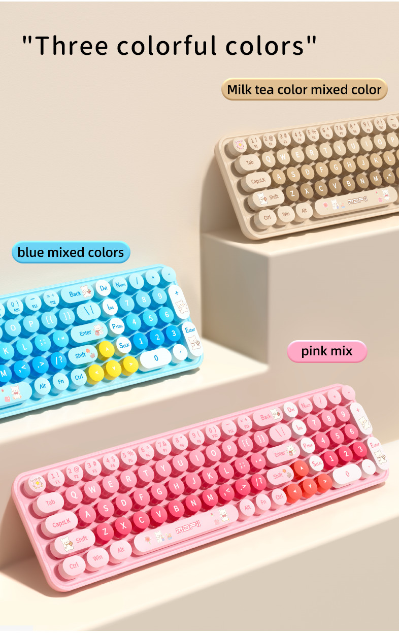 MOFII Baby Bear Cute Wireless Keyboard Mouse Set PC Laptop Office Table ...