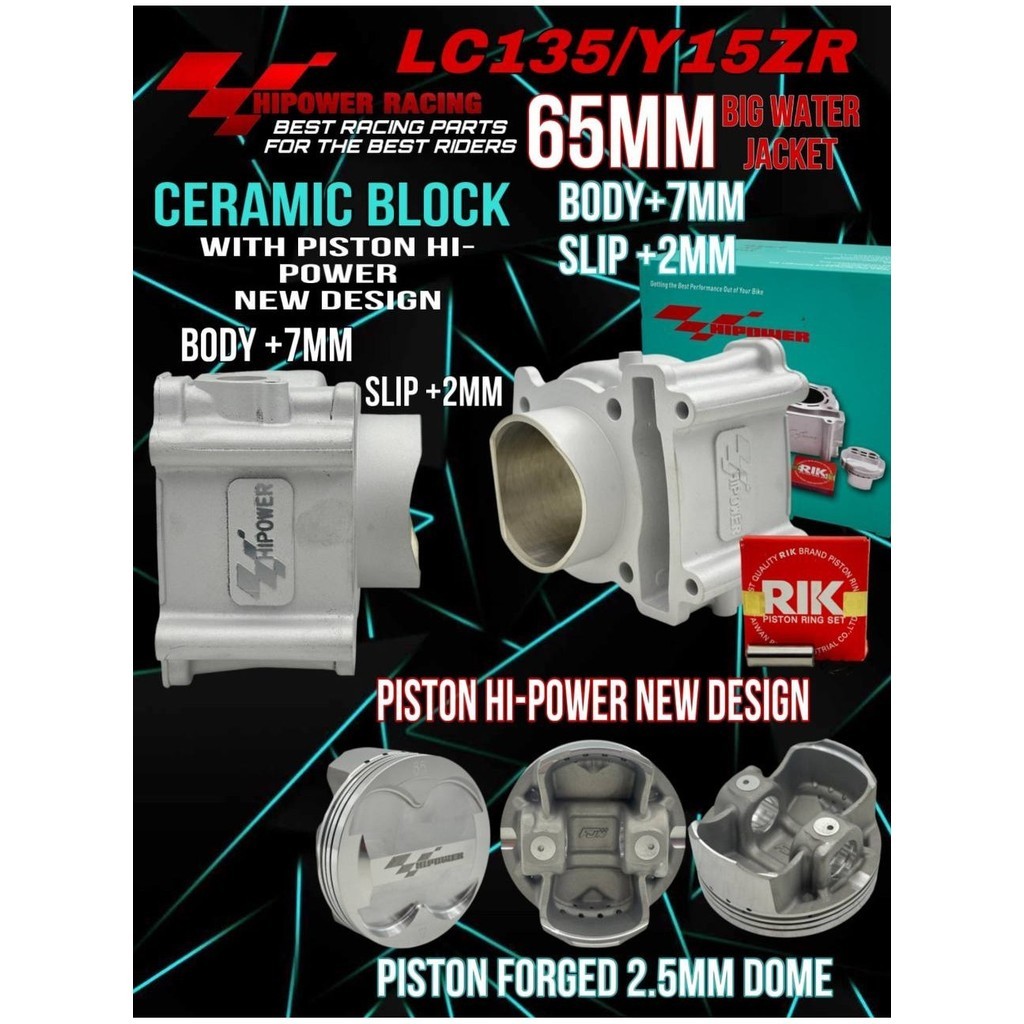 Y15 / LC135 HI POWER HIPOWER RACING CERAMIC BLOCK KIT AND FORGED PISTON ...