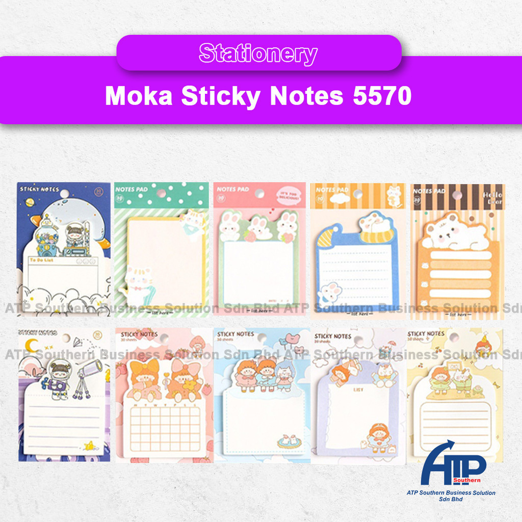 Moka Sticky Notes 5570 Cute Cartoon Design Memo Sticky Note Notepad ...