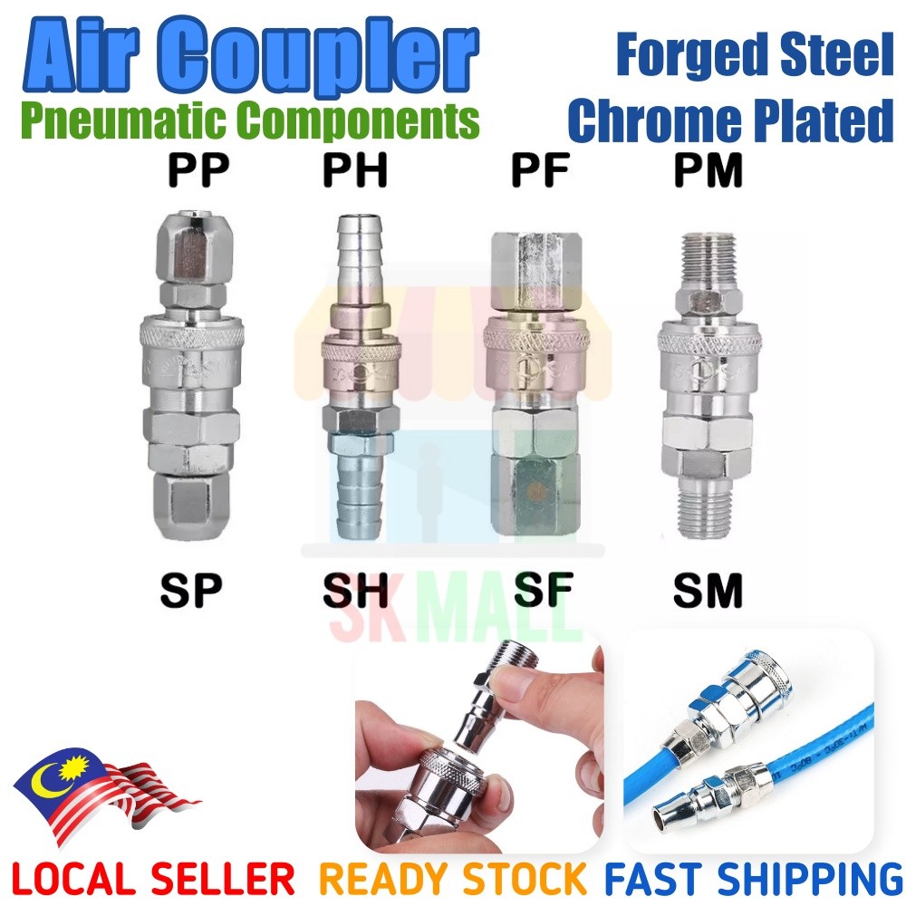 1/8" 1/4" 3/8" 1/2" Hi-Coupler Air Hose Pneumatic Quick Coupler ...