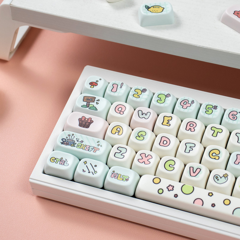 134Keys MOA Farmer Duck Keycaps PBT Cute Cartoon Round Keycaps set for ...