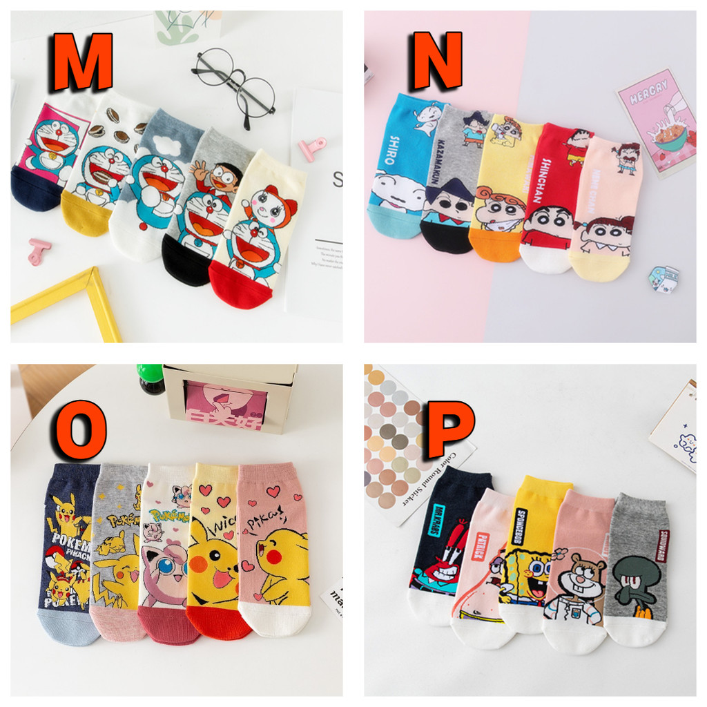 5 PAIRS CUTE Cartoon Socks Child Kids Lady Teenager Sock Stockings ...