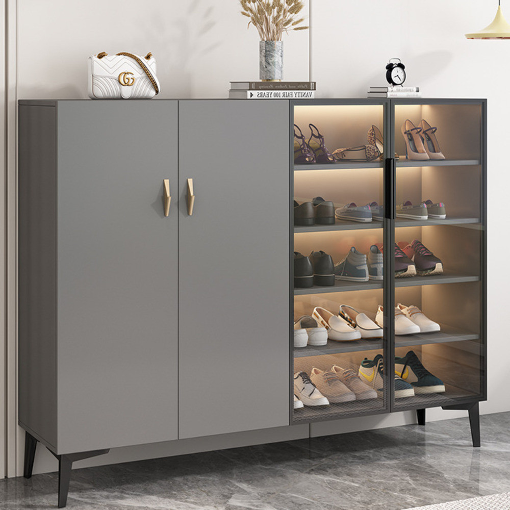 Plush Doors Plusha Three Slate 120cm Glass door With Storage Cabinet ...