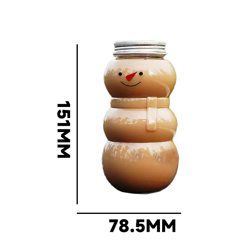 500ML Snowman Plastic Juice Bottles Christmas Milk Beverage Bottle Mini ...