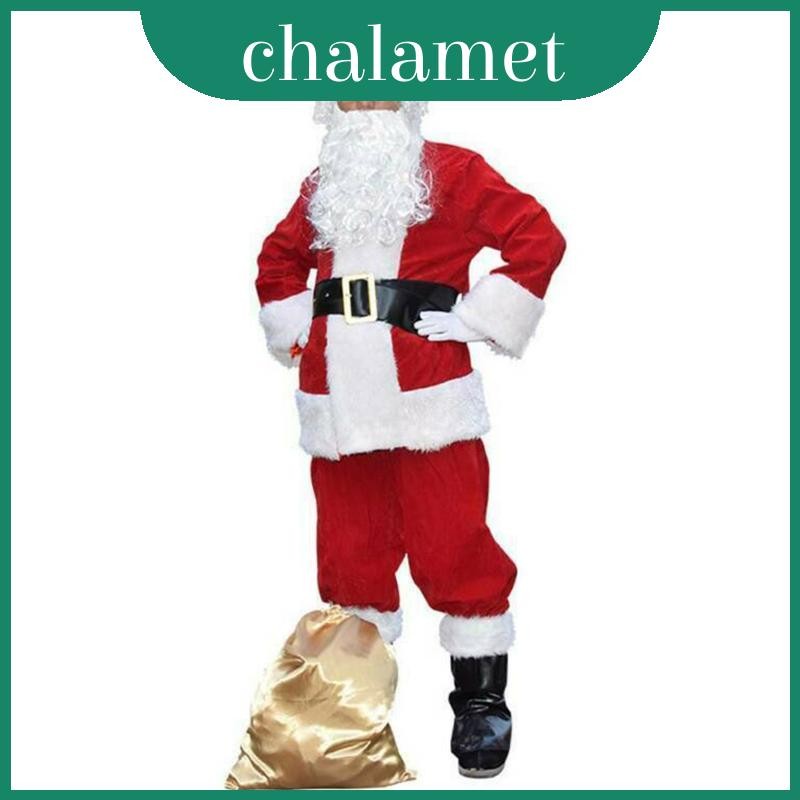 Red Gorgeous Wine Flannel Santa Claus Costume For Christmas ...