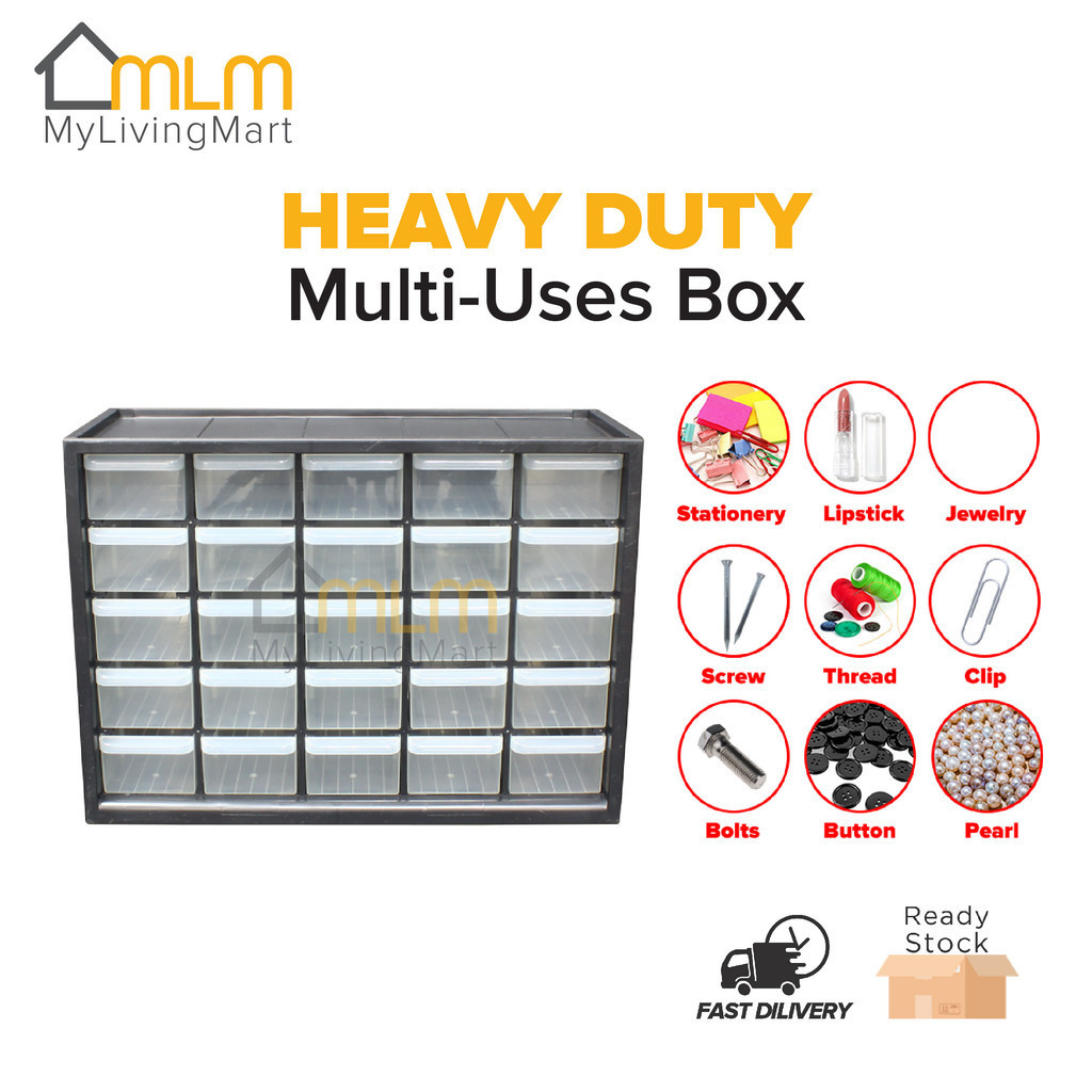 25 Drawers Heavy Duty Stackable Hard Plastic Small Drawer Multi ...