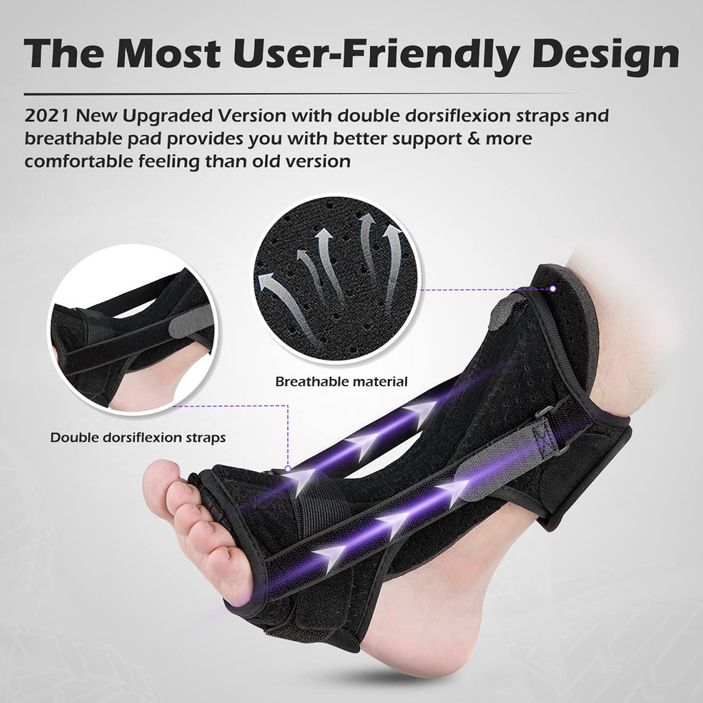 Plantar Fasciitis Night Splint Adjustable Foot Drop Orthotic Brace ...