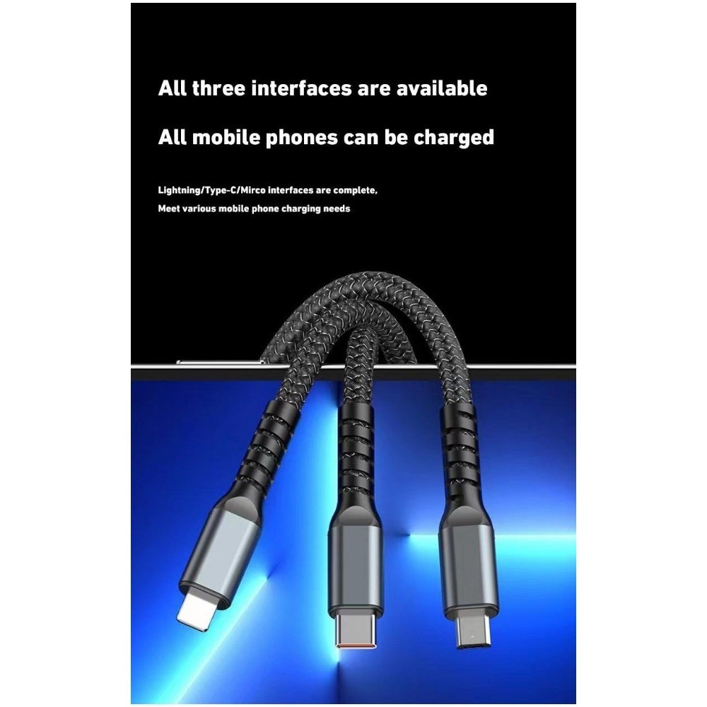 100W Ultra-fast Charging USB Type C Line Digital Multi-function Three ...