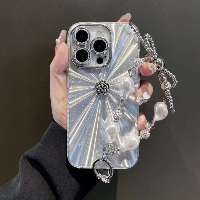 Fashion glitter pearl bracelet phone case for iPhone 11 12 13 14 15 Pro ...