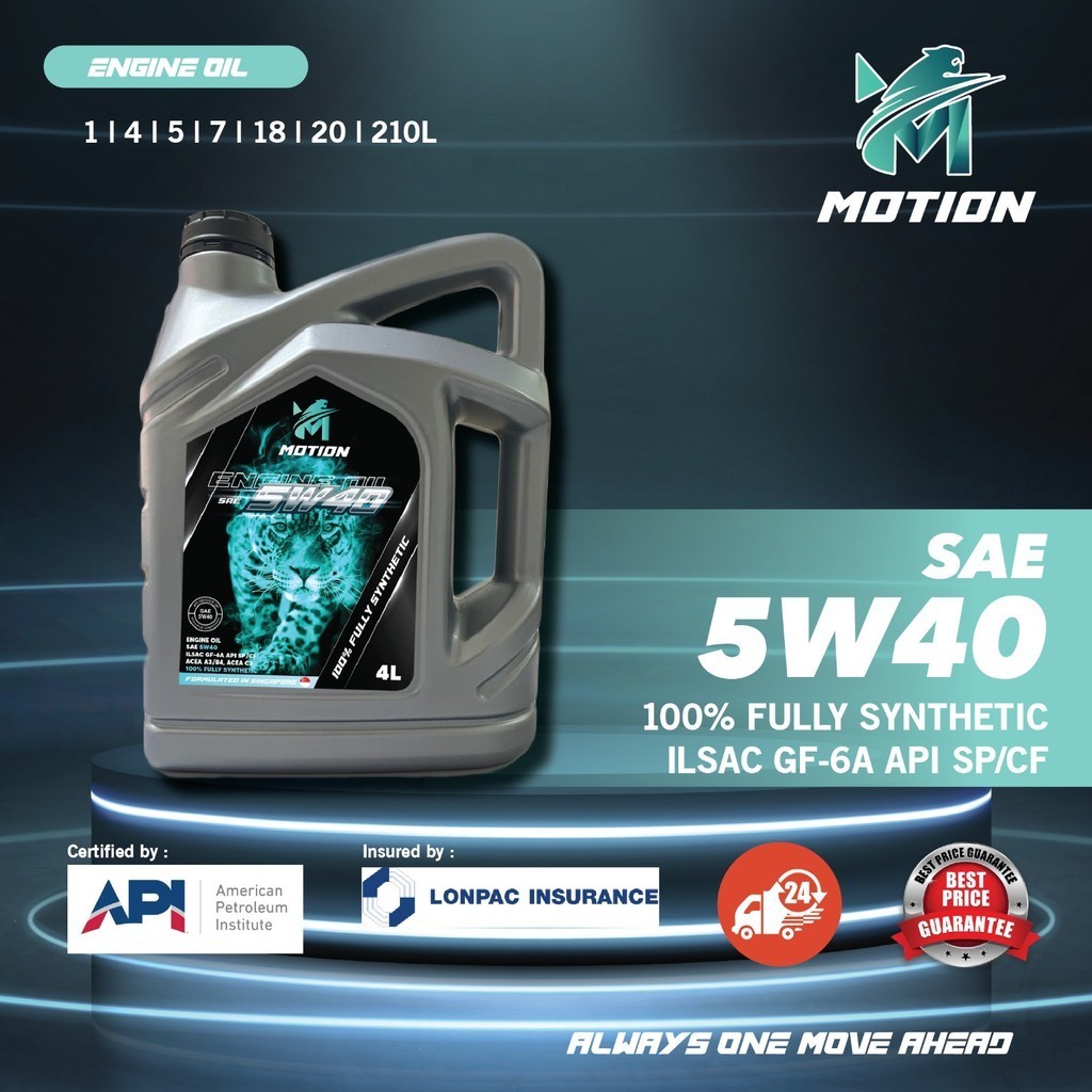 MOTION 5w40 4L API SP Fully Synthetic Engine Oil Car Lubricant Minyak ...