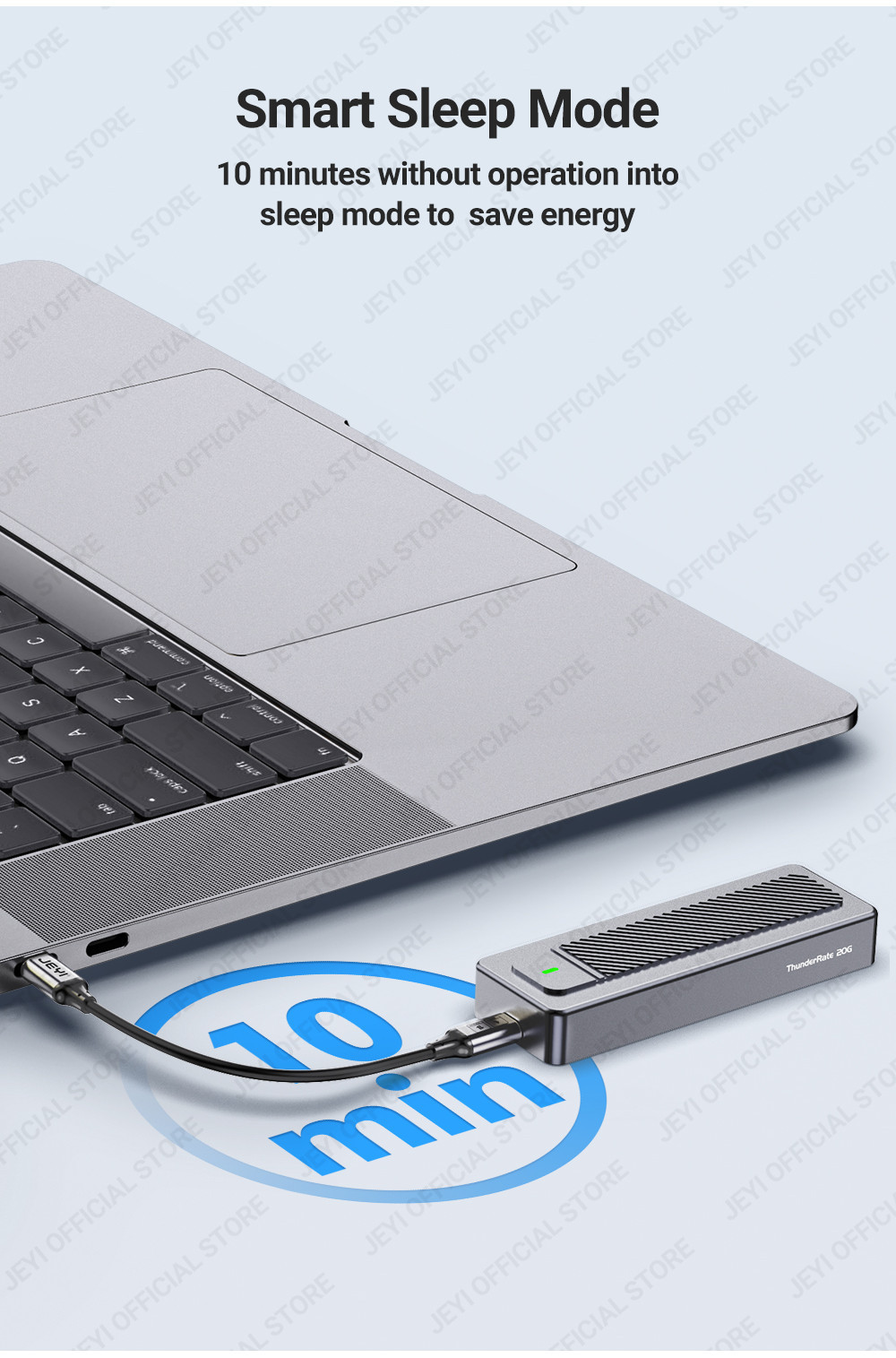 JEYI 20G M.2 NVMe SSD Enclosure with Silicone Protector Cover, USB C 3. ...