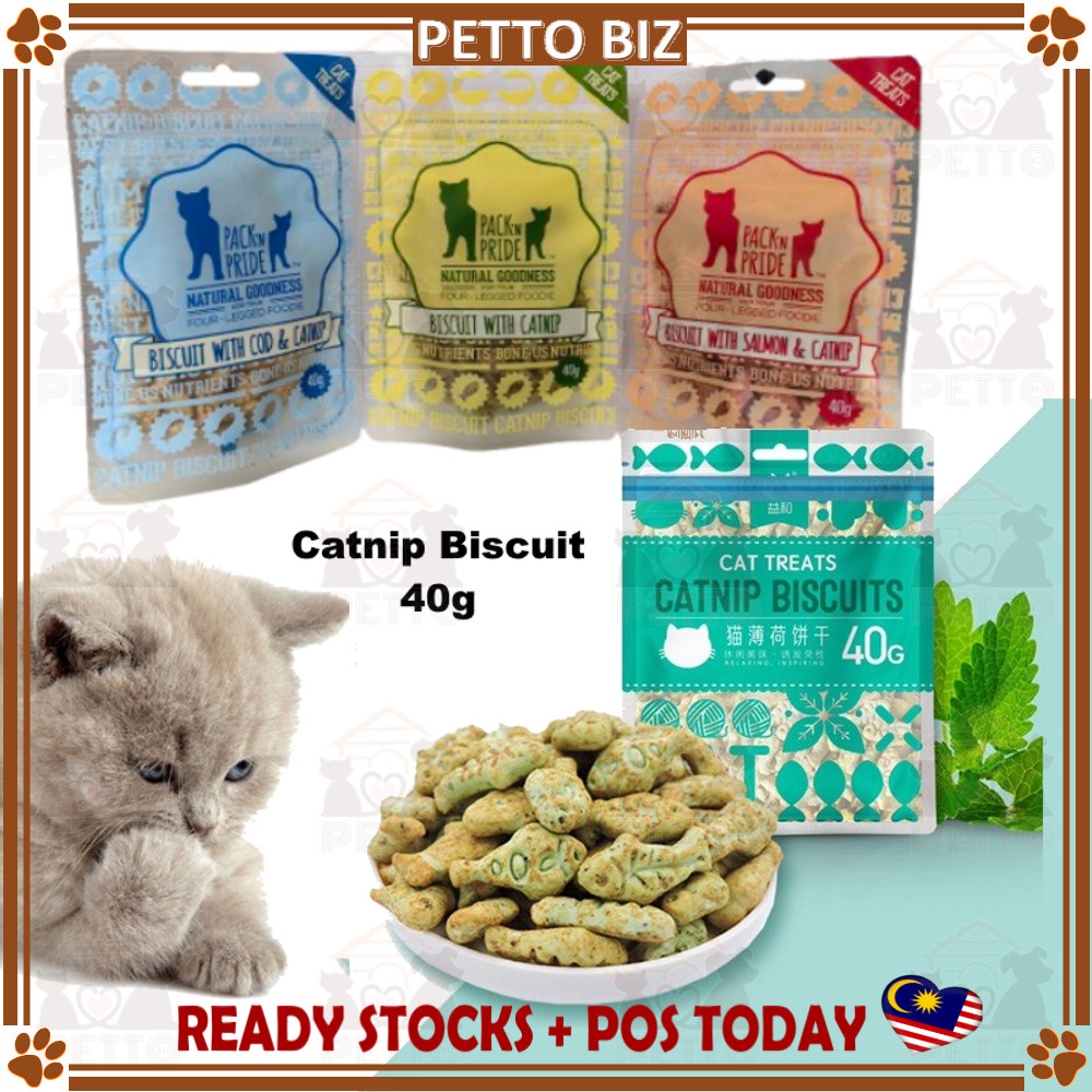 40g Cat Catnip Biscuits Snacks Biskut Kucing Vitamin Removing Hairballs ...