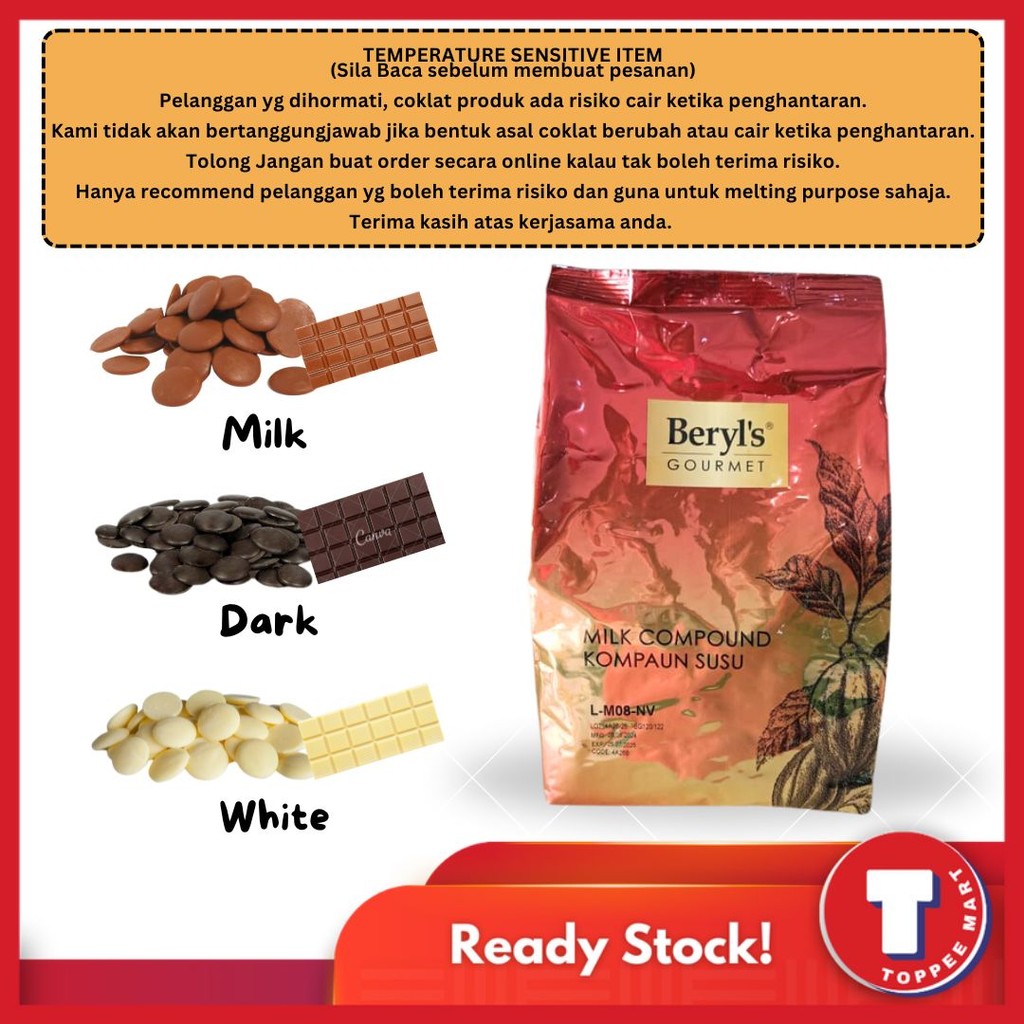 [MELTING RISK] Beryls Compound COIN & BLOCK - 1kg / 500g Chocolate ...