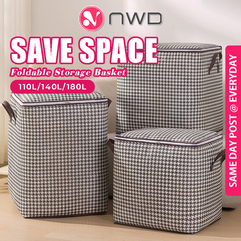 𝗔𝗠𝗣𝗟𝗘 𝗦𝗣𝗔𝗖𝗘 》180L Foldable Clothes Storage Bag Zipper Lid Blanket Quilt ...
