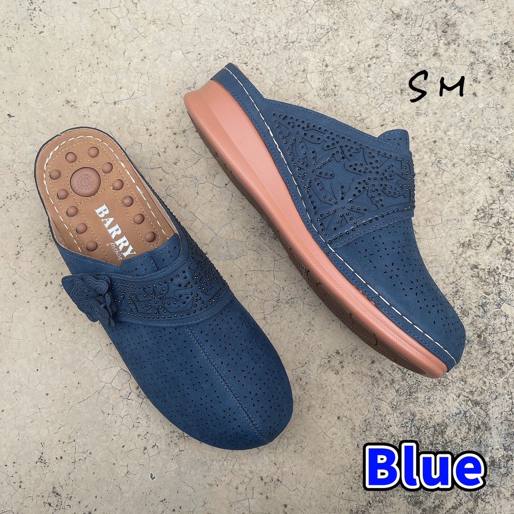 SM Angel 2" Plus Size Women Plain Flower Design Slip On Close Toe ...