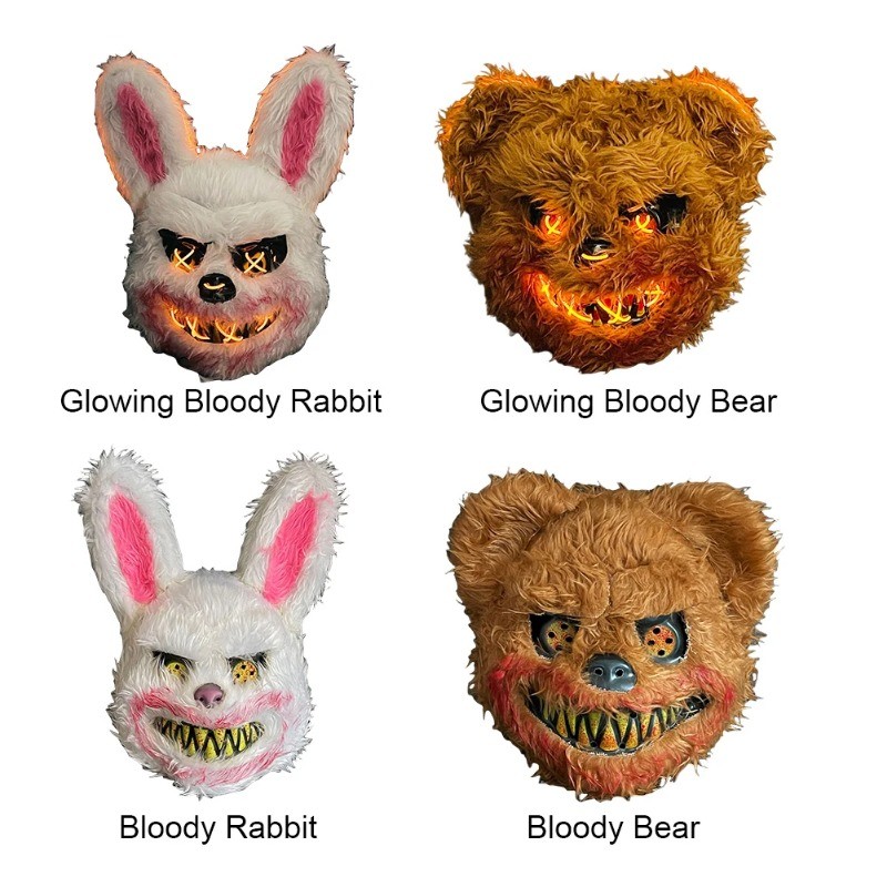 New Bloody Rabbit Bloody Bear Luminous Led Mask Halloween Horror Bunny ...