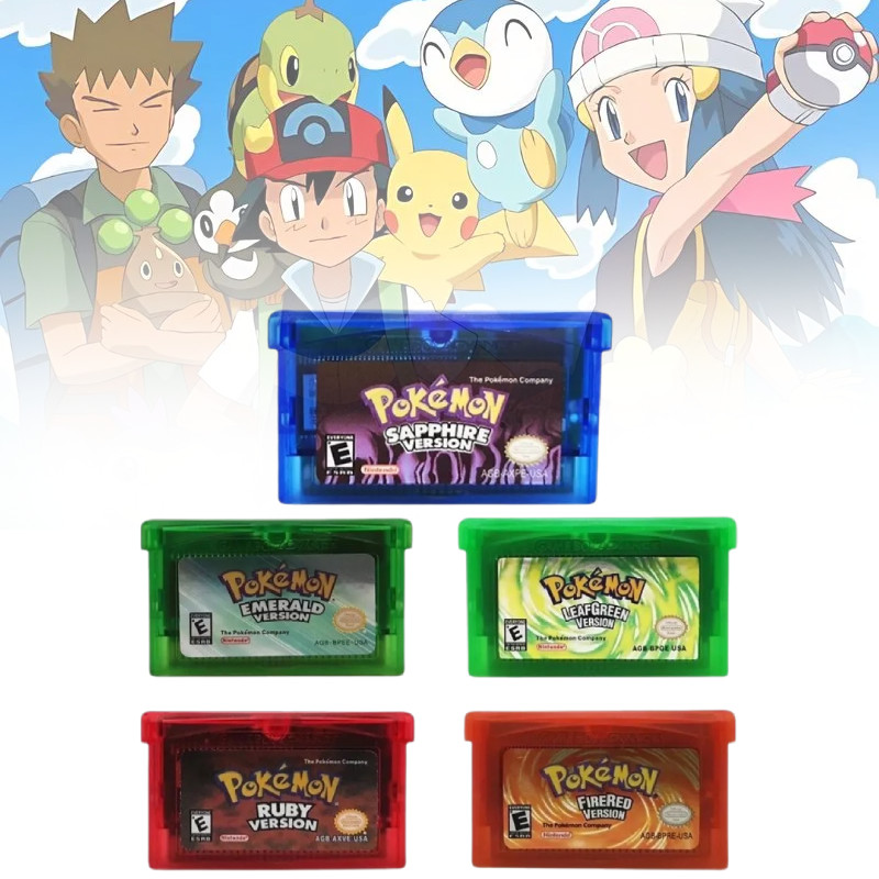 Classic Game Gba Cartridge Set Featuring Iconic Pocket Monsters Vibrant ...