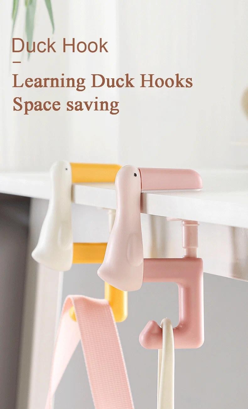 3PC Adjustable Duck Shape Hooks Detachable student Table-side backpack ...