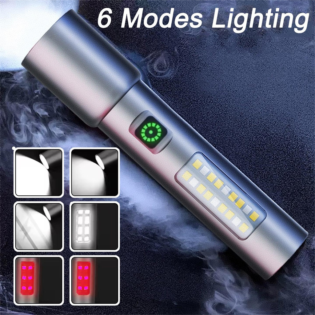 Full Aluminum LED Flashlight Type-C Rechargeable Torch with Zoomable ...